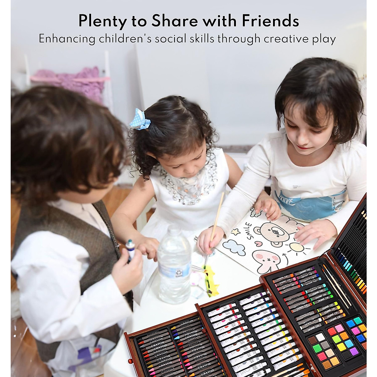 194 Piece Deluxe Art Set, Painting Drawing Art Supplies with 4 Drawing Pads, Acrylic Paints, Crayons, Colored Pencils Set in Wooden Case, Art Kit Gift Box for Kids, Teens, Adults, Artists, Beginners