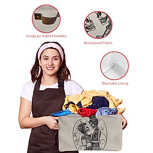 Storage Bins for Organizing, Halloween Skeleton Bride Groom Decorative Large Closet Organizers with Handles Cubes - 1 Pack Fabric Baskets for Shelves, Closets, Laundry, Nursery