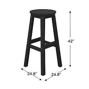 WestinTrends 29" HDPE Outdoor Patio Round Bar Stool, Teak