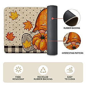 Artoid Mode Polka Dot Gnome Truck Pumpkin Fall Kitchen Mats Set of 2, Maple Leaf Home Decor Low-Profile Kitchen Rugs for Floor - 17x29 and 17x47 Inch
