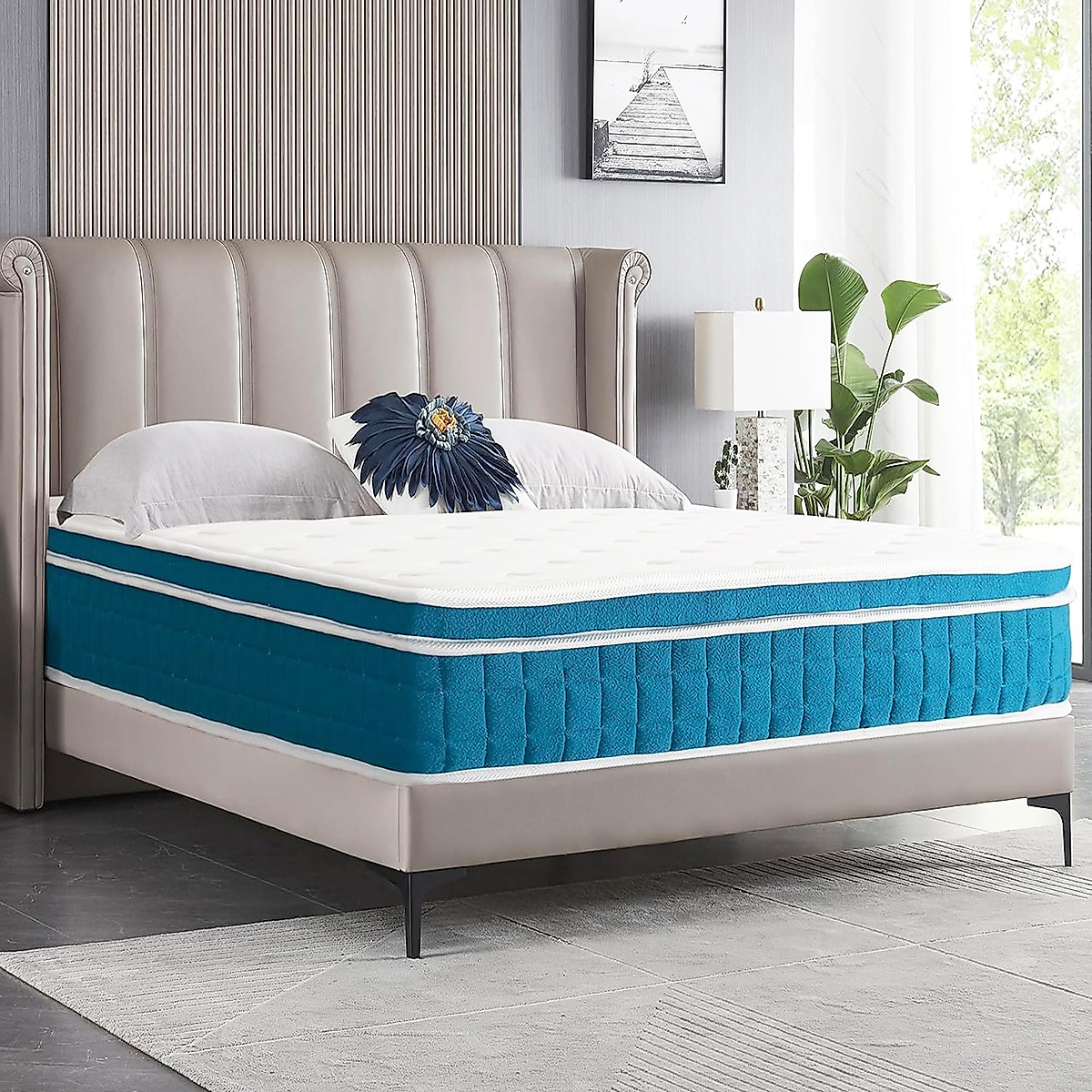 BreezeRest Queen Mattress 12 Inch Hybrid Mattress Bed in a Box,Colchones Queen Soft Cooling Gel Memory Foam Mattress with Individually Innerspring Pocket Coils for Motion Isolation