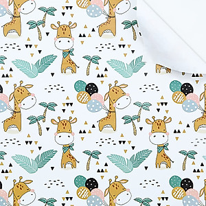 Birthday Wrapping Paper For Kids Girls Boys, Giraffe Design Gift Wrap Paper for Birthday Baby Shower, 6 Sheets Folded Flat 20x28 Inches Per Sheet