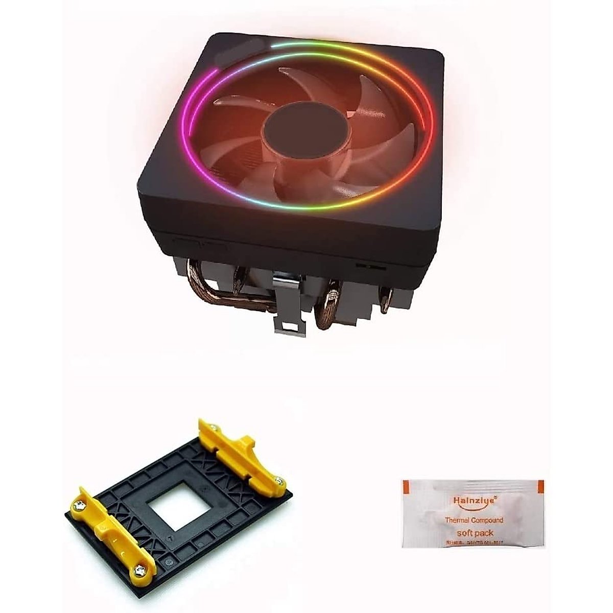 Wraith Prism Compatible RGB LED Lighting Socket AM4 4-Pin Connector CPU Cooler with Copper Core Base & Aluminum Heatsink and 4.13-Inch Fan with Thermal Paste for Desktop PC Computer
