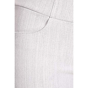 Women's High Waist Stretch Skinny Denim Capri Jeggings with Pockets(Medium, Capri-Grayish White)