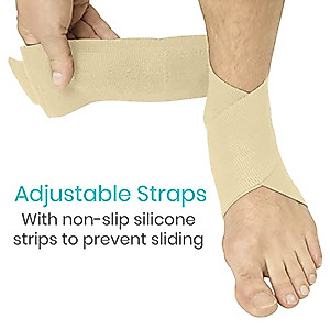 Vive Ankle Wrap (2 Pack) - Strap Heel Brace Stabilizer For Sprained Foot - Breathable, Soft, Firm Compression Sport Sleeve For Swelling - Adjustable Nonslip Elastic Support For Tendonitis (Women, Men)