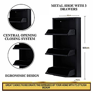 Alveon Flip Drawer Shoe Cabinet, Storage Organizer, Freestanding Shoe Rack, Wall Mounted No-Assembly (Gray, 3 Drawer)