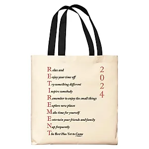 Retirement Gifts for Women 2024 Retirement Poem Retirement Gift Navy Handle Canvas Tote Bag