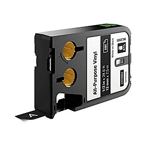 DYMO 1868796 All-Purpose Labels for DYMO XTL Label Makers, 1/2" - White on Black