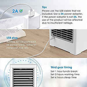 Vivibyan Personal Air Cooler, Portable Evaporative Conditioner with 3 Wind Speeds Touch Screen Small Desktop Cooling Fan, Mini Fan for Home, Bedroom Room, Office, Dorm, Car, Camping Tent, NEW WHITE