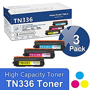 (3-Pack,C/M/Y) TN-336 TN336 Toner Cartridges Compatible TN336C TN336M TN336Y Toner Cartridge Replacement for Brother TN336 MFC-L8850CDW HL-L8350CDW/CDWT DCP-9055CDN Series Printer - by SAO