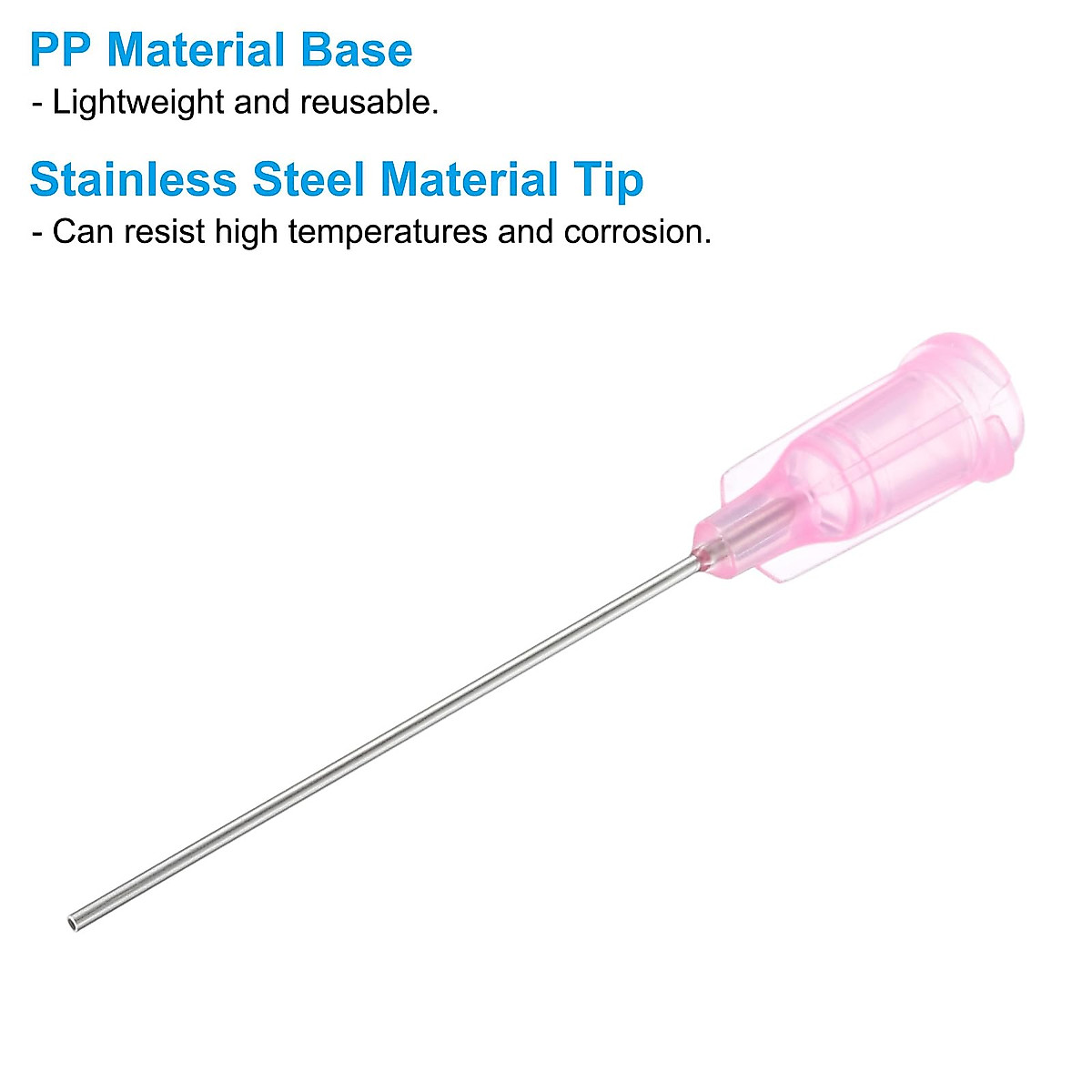 PATIKIL 20Ga x 1.5 Inch Dispensing Needle Tips, 50Pcs Stainless Steel and Plastic Glue Needle Tube Blunt Tips with Luer Lock for Glue Oil Applicator, Pink