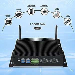 HYSTOU Fanless Mini PC I7 10810U, 16GB Ram DDR4 256 GB SSD 1TB HDD 6 Cores 12 Thread Mini Desktop PC Windows 11 Pro, 4K Triple Display, WIFI5/BT4.2, 14Pin GPIO, Ubuntu Linux Mini PC, Dual Nic PC