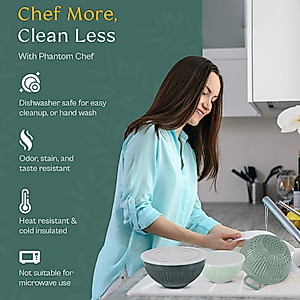 Phantom Chef 5-Piece Nested Melamine Mixing Bowl Set with Lids - 7 to 11 inches