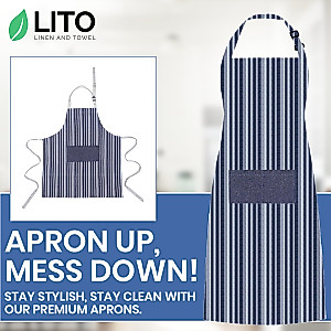 Kitchen Apron |Chef Apron with 2 pockets|Cotton Bib Apron with Adjustable Straps| Restaurant,Embroidery Craft Painting