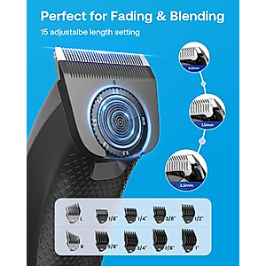 GLAKER Hair Clippers for Men - Cordless 2 in 1 Versatile Hair Trimmer with 10 Guards, 2 Detachable Blades & Turbo Motor, Professional Beard Grooming Kit for Barbers, Ideal Gift for Men