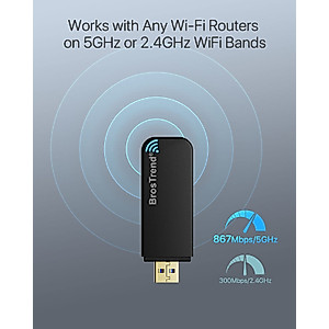 BrosTrend AC1200 WiFi to Ethernet Adapter Wireless Bridge for Printer and 1200Mbps Linux USB WiFi Adapter Dual Band