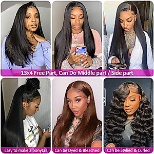 Hermosa 13x4 Straight Human Hair Lace Front Wigs for Black Women 26 inch 180 Density HD Lace Front Wig Human Hair Pre Plucked with Baby Hair Natural Hairline Black Color