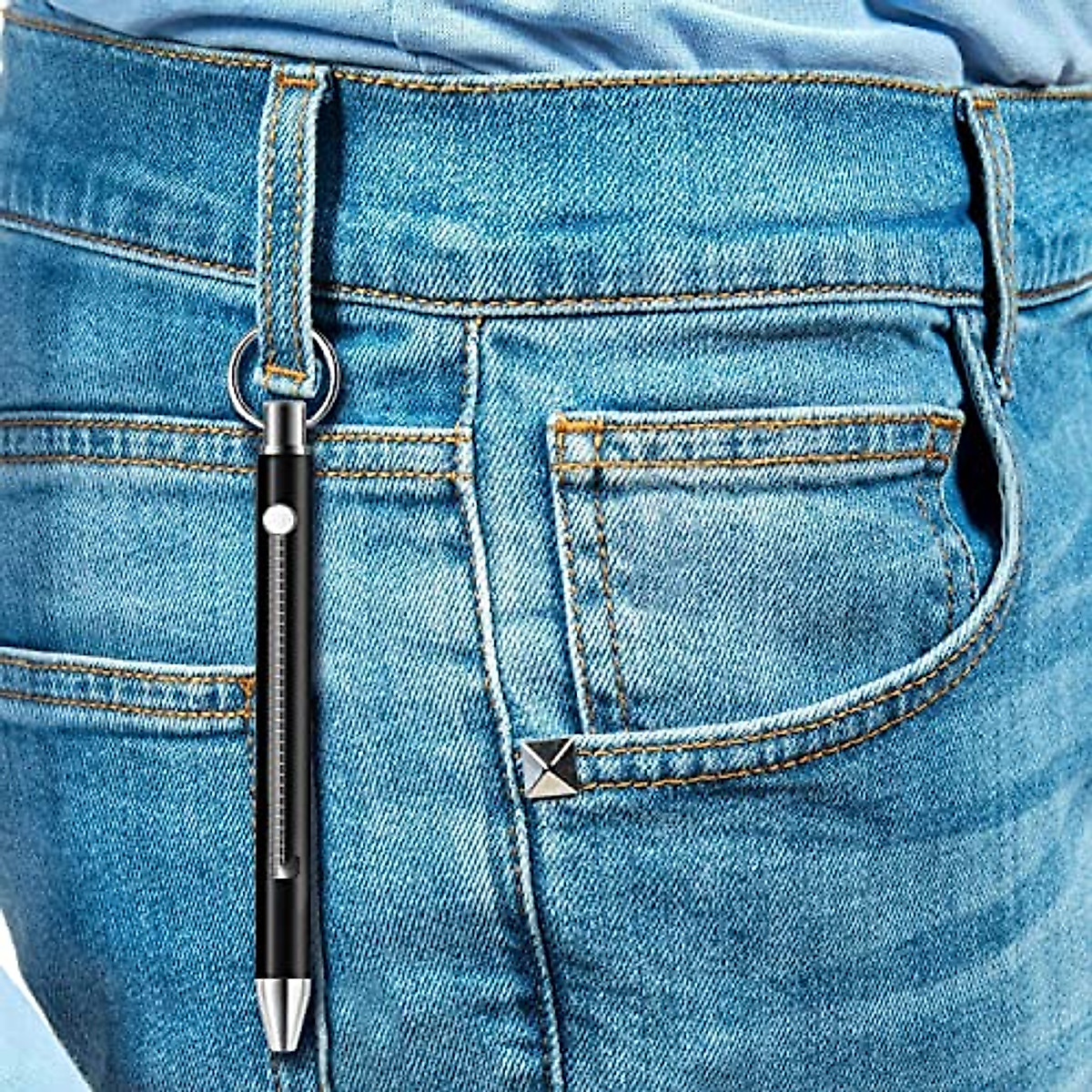 3 Pieces Black Keychain Titanium Telescopic toothpicks | Integrated Design Telescopic Toothpick with Titanium Protective Case Holder | Metal Pocket Toothpick Stainless Steel Toothpick