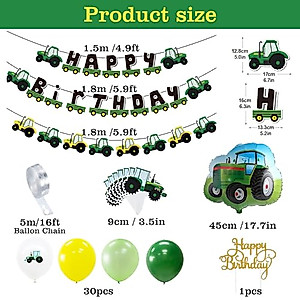 Paper Jazz Tractor Birthday Party Supplies Green Yellow Balloon Happy Birthday Decorations for Boys Farm Themed Party Supplies