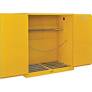 Global Industrial 110 Gallon Drum Storage Safety Cabinet, Manual Close w/Rollers
