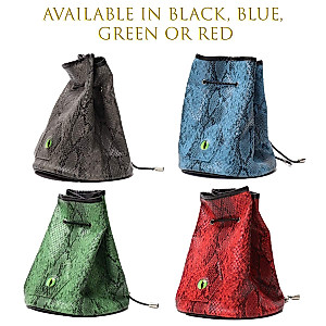 Grinning Gargoyle – Massive Dice Bag with 7 Pockets - 500 Die Capacity Die Pouch with 7 Pockets – Deluxe Dragon Skin Design with Eye (Red)