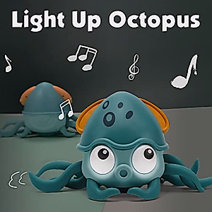 Growinlove Baby Crawling Toy Musical Interactive Crawling Octopus Toy with Music, LED Light Up and Automatically Avoid Obstacle, Moving Toy for Toddler Babies Boys Girls
