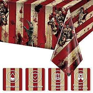 3Pcs Halloween Evil Circus Theme Tablecloth Decoration,Plastic Horrible Evil Clown Background Photography,Creepy Skull Decor Banner for Halloween Carnival and Easter Party Supplies,54x108 inches