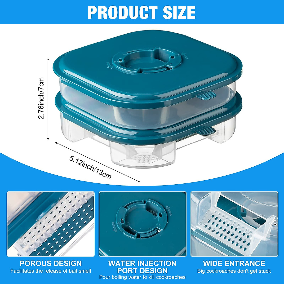 Roach Killer Indoor Infestation Efficient Cockroach Trap Double Layer Roach Trap Reusable Safe Cockroach Killer for Ants Pet Outdoor Indoor Home (2 Pieces)