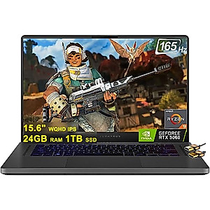 ASUS ROG Zephyrus G15 Gaming Laptop 15.6" WQHD IPS 165Hz (100% DCI-P3) AMD Octa-Core Ryzen 9 6900HS (>i7-11370H) 24GB RAM 1TB SSD GeForce RTX 3060 6GB Graphic USB-C Backlit Win11 Black + HDMI Cable