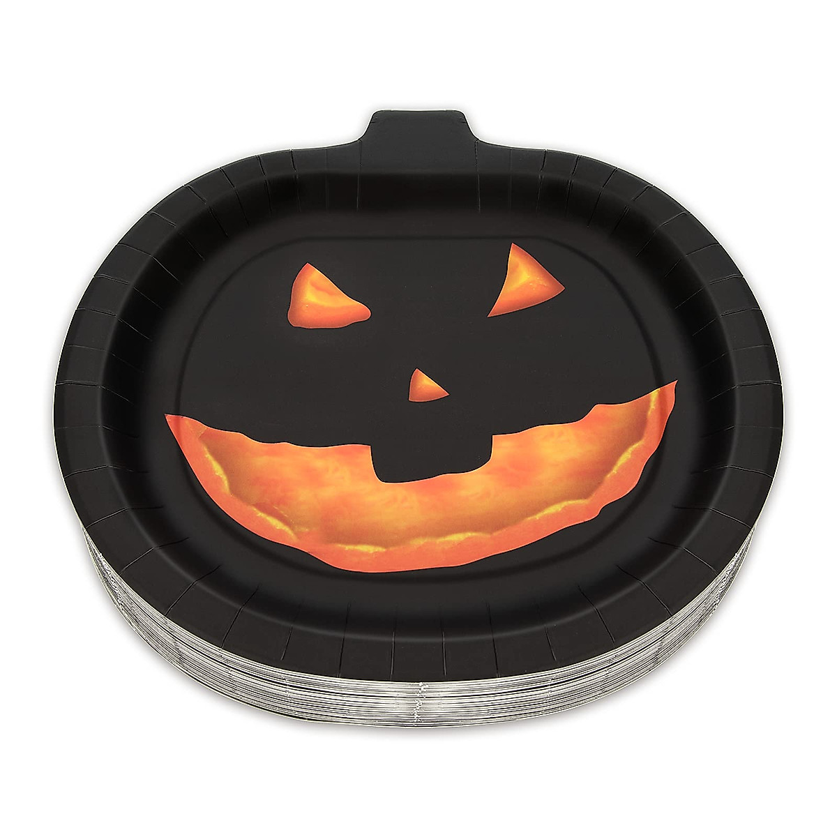 EPHYO 50Count Halloween Paper Plates 10.24 x 10in Disposable Party Supplies Black Pumpkin Dessert Dinner Birthday Party Decorations Cake Appetizer Cute Dinnerware Tableware for Kids