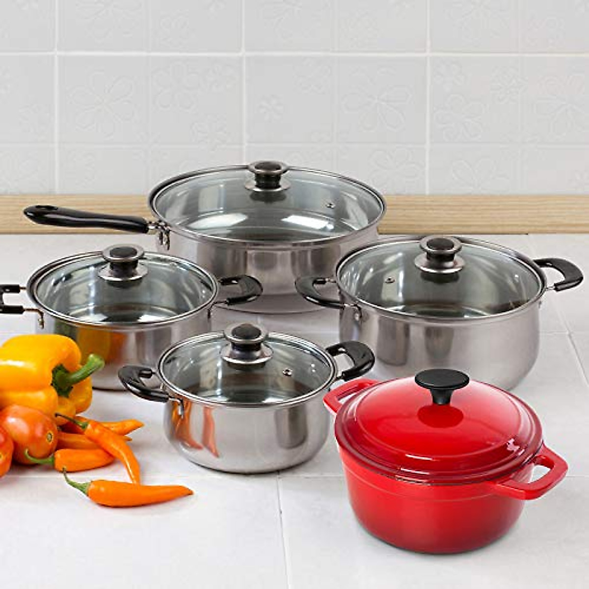 Hotop 4 Sets Pot Lid Handle Dutch Oven Knob Bakelite Replacement Knob Pot Lid Handle Compatible with Le Creuset, Aldi, Lodge and other Enameled Dutch Oven, Black