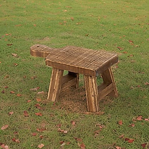 RUSTIX Mini Wooden Stool w/Handle - Rustic Decorative Square Mini Pedestal - Ideal Accent Stool for Small Decor, Plants and Trinkets - 9.4 L x 4.8 H x 4.5 W