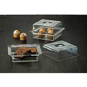Clear Premium Acrylic Square Serving Tray with Lid (7.5" x 7.5" x 3.88", Pack of 6) - Perfect for Parties, Events, & Dining