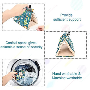 Bird Nest Winter Warm House Hanging Hammock Velvet Shed Hut Cage Bird Plush Fluffy Hideaway Sleeping Bed Fuzzy for African Grey Cockatoo Parrot Parakeet Cockatiels Budgies Parakeets (Small, Blue)