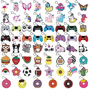 Stondino 62Pcs Video Game Party Favors Key Chains Bulk Keychains for Kids Party Favors Keyrings Bulk Mini Keychain for Classroom Prizes Kids Birthday Party Favor Gift Kids Goodie Bag Stuffers