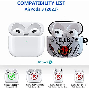 Auto Element Cartoon Anime Stranger Design Soft TPU Airpods 3rd Generatio Case，with Cool Anime Stranger Lanyard Keychain，Suitable Fashion Man Women Girl Airpods 3rd Case