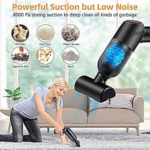 RUILIXIN Cordless Hand-held Vacuum Cleaner, Mini Rechargeable Manual Vacuum Cleaner, 8000pa Strong Suction, Wireless Portable Small Car Vacuum for Carpet Car- Black