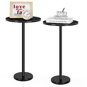 Round Side Table Small End Table Set of 2 Black Round Coffee Table Modern Nightstand Kids Bedside Table Outdoor Accent Table for Small Spaces Living Room Bedroom Patio