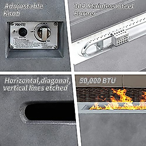 Kante 42 Inches Outdoor Propane Fire Pit Table, Rectangular Concrete Smokeless Gas Fire Pit Table for Patio Garden, 50,000 BTU Stainless Steel Burner, Waterproof Cover, Natural Concrete (A-R01-81921)