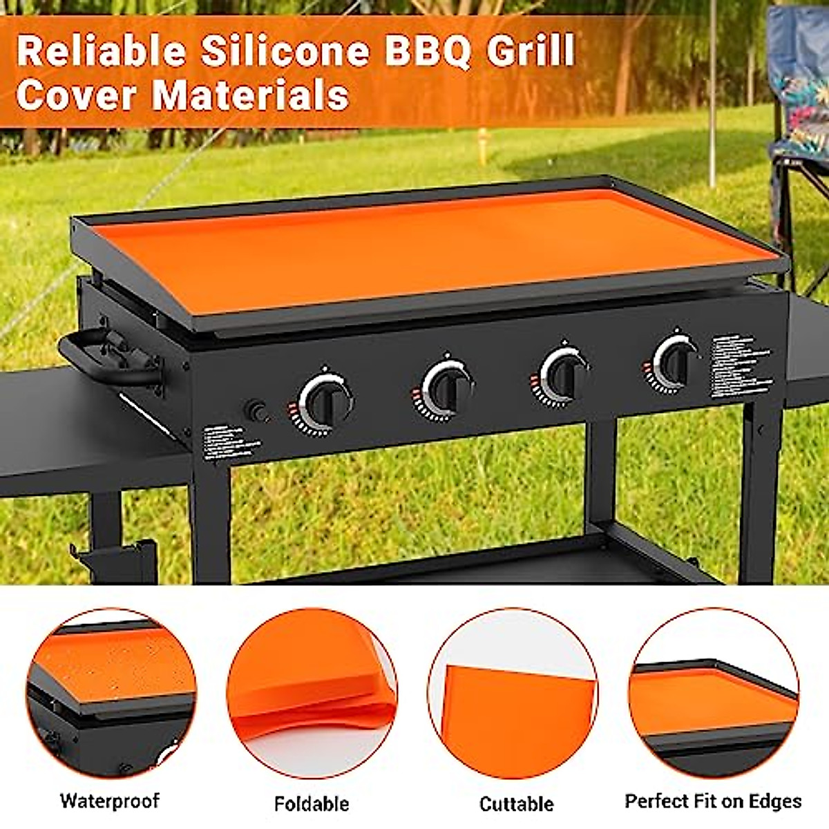 FAWAIKTU Griddle Buddy Grill Mat for Blackstone Griddle Cover, Heavy Duty Food Grade Silicone Griddle Mat Cover, Griddle Mat for All Season BBQ Grill Mat Protection,Fathers Day Dad Gifts (36 in)