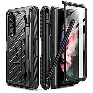 SUPCASE Unicorn Beetle Pro Series Case for Samsung Galaxy Z Fold 3 5G (2021), Full-Body Dual Layer Rugged Case with Built-in Screen Protector & Kickstand & S Pen Slot (Black)