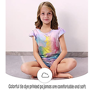 Little Girls Pajamas Short Shirts Unicorn Snug Fit Cotton Toddler Pjs Short Shirts Clothes 18 Years Blue
