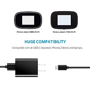 WZHENB MiFi 7730L Charger 8800L 8000 Wall Charger and 5FT Charging Cable Cord Compatible for Verizon MiFi 7730L 8800L M2100 400L Jetpack 4G LTE Mobile Hotspot WiFi,Inseego 5G MiFi M2000 (Black)