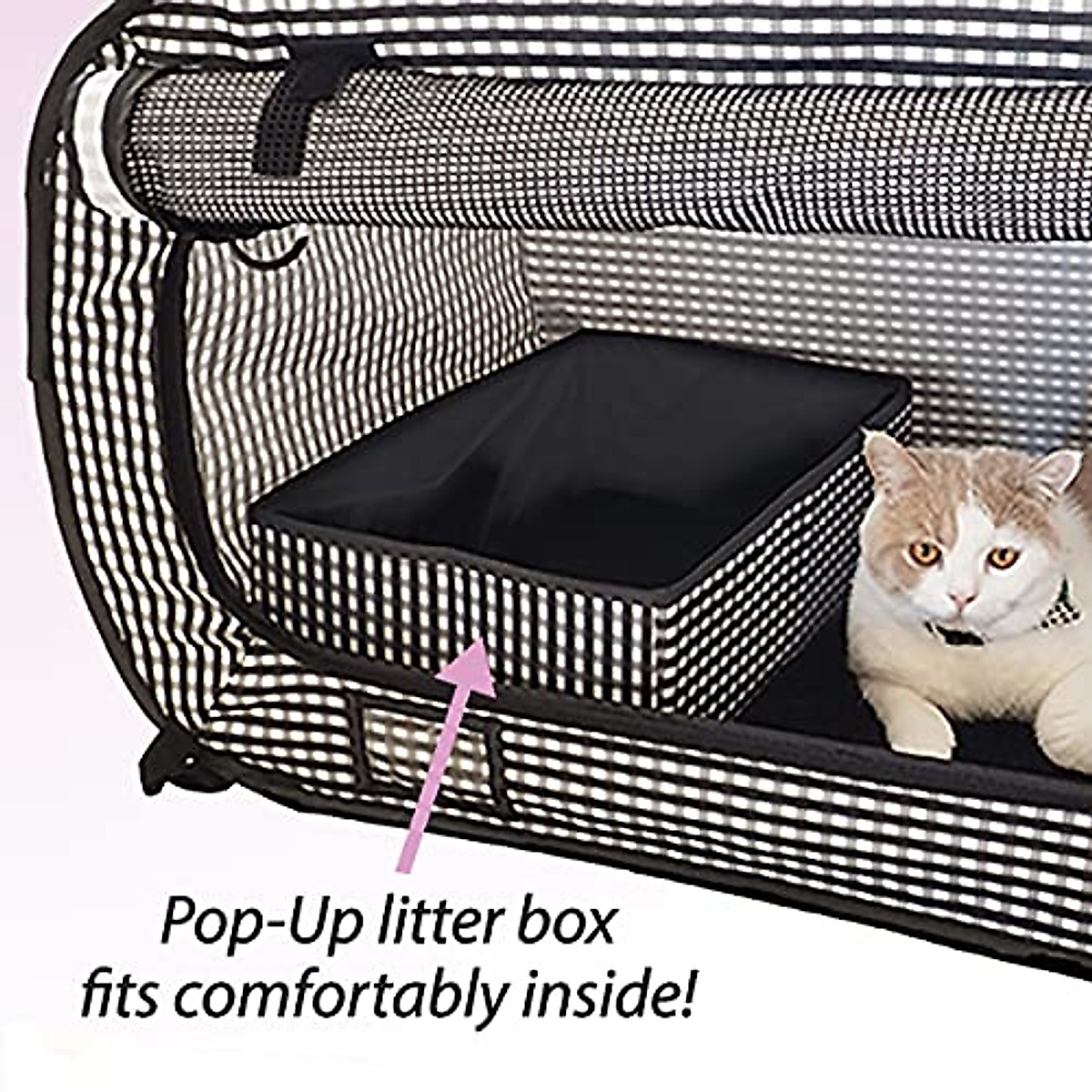 Necoichi Portable Stress Free Cage Carrier and Litter Box, Indoor & Outdoor, Travel (Black, Cage/Kennel+Litter Box)
