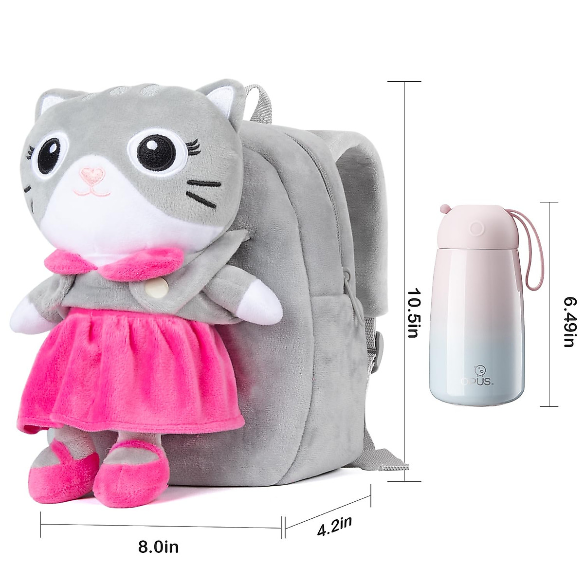 Kids Toddler Backpack Baby Girl Backpack with Stuffed Bunny Mini Plush Toys for Toddler Girls Gifts 2 3 4 5 6 Years Old Easter Gift Little Doll Stuffed Animal Rabbit Plushie Schoolbag Rose Red 9.8''