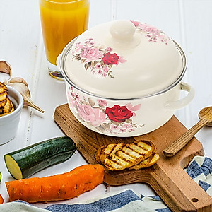 Operitacx Enamel Stock Pot Stew Bowl Vintage Soup Pot Stew Pan Enamel Cookware 18CM For Cooking Hot Pot Bibimbap and Soup