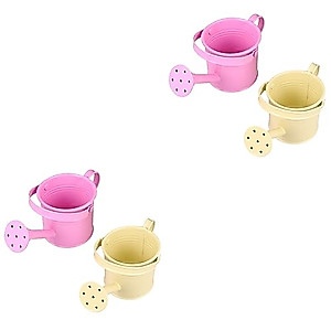 4 pcs Micro Toys Flower pots Outdoor Flowers Plants Decorative Watering can Garden Watering Bucket Cute Watering can with Long Mouth Spray Bottle jug Kettle Iron Bottle Happyyami