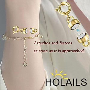 HOLAILS Magnetic Necklace Clasps and Closures, Jewelry Clasps Converters for Necklace Extender Bracelet Necklaces Anklet Chain(12Pcs Gold&Silver