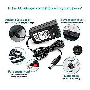 19V AC DC Charger Power Cord Compatible for Eufy RoboVac 11S 12 15C 25C 30C 35C, Pure Clean PUCRC 15 25 26B 90, Coredy Robotic R580 R650 R750 G800, ILIFE V3s Pro A4s Pro V5s Pro Robot Vacuum Cleaner