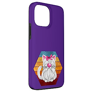 iPhone 13 Pro Max Cute White Cat Graphic For Cat Grandma Vintage Kitten Purple Case